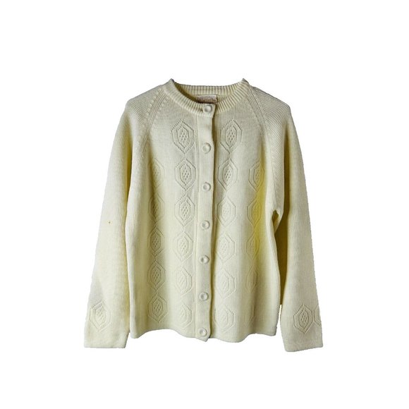 Vintage | Sweaters | Vtg 7s Lightweight Laser Cut Knit Blank Cardigan ...